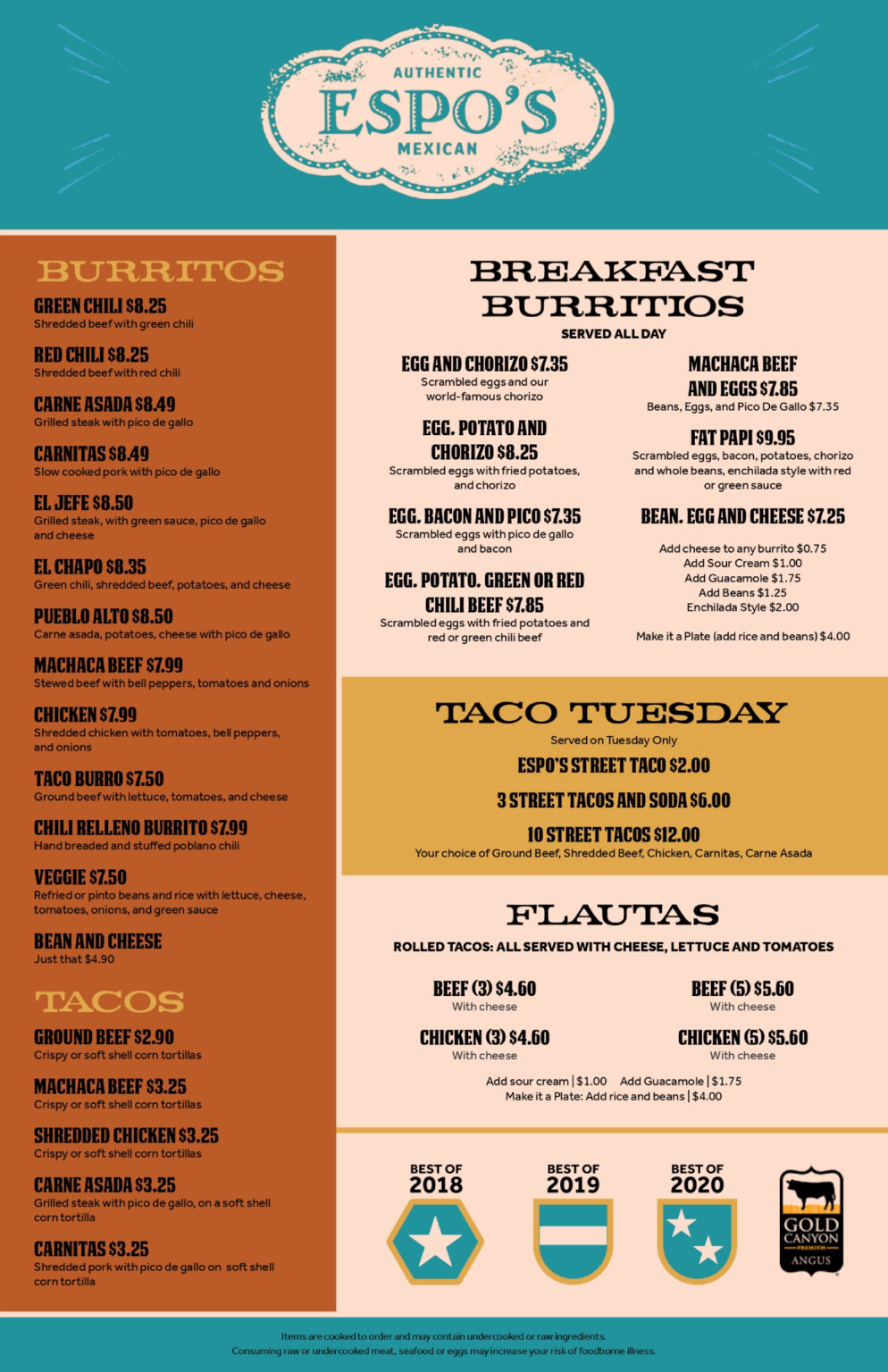 Main Menu - Espo's Mexican Food